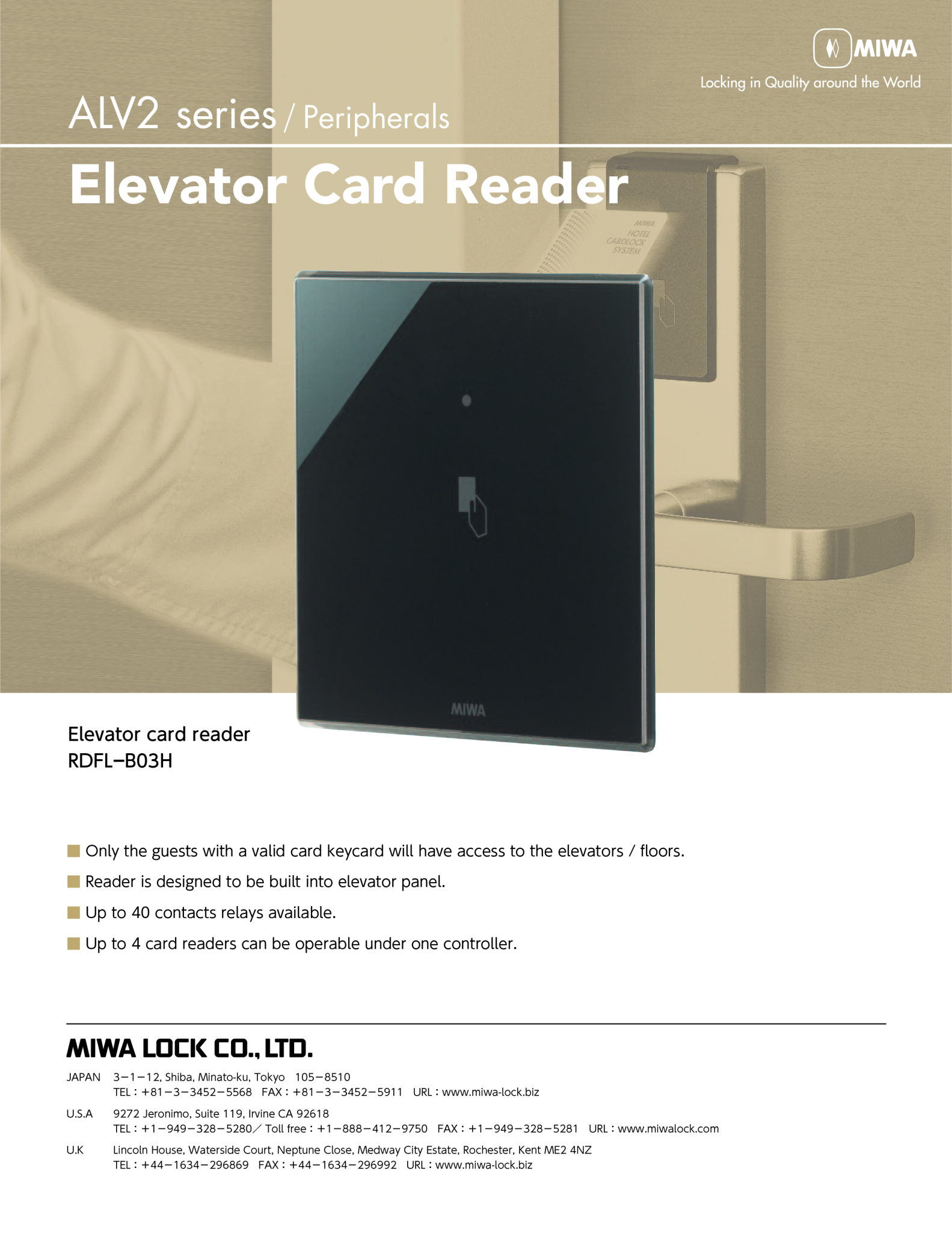 Miwa ALV2 Elevator Card Reader – Intego Technologies